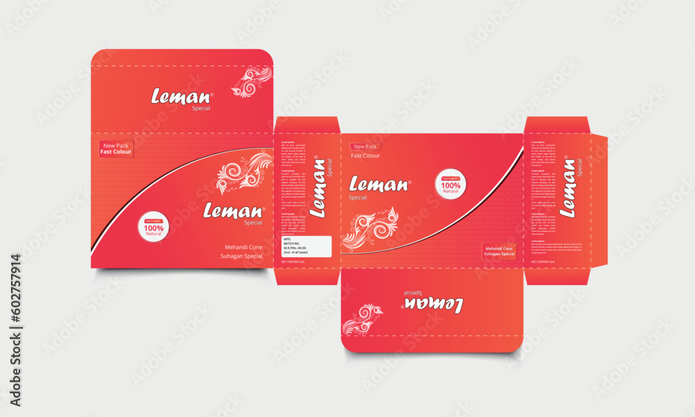 Mehedi Box Packaging Design Template. Stock Vector | Adobe Stock