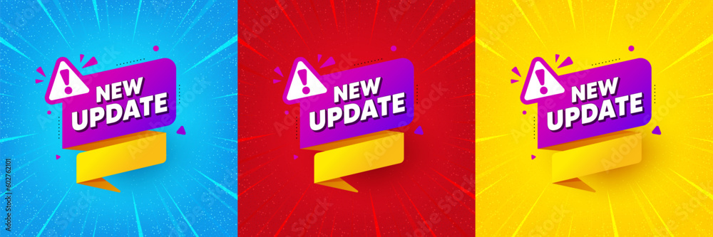 New update paper banner. Sunburst offer banner, flyer or poster ...