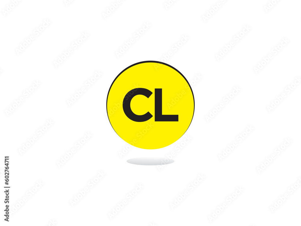 Premium Bold CL Letter Logo, Unique Circle Cl lc Logo Icon With Yellow ...