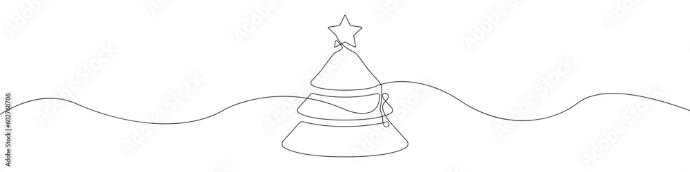 Tree line continuous drawing vector. One line Tree vector background ...