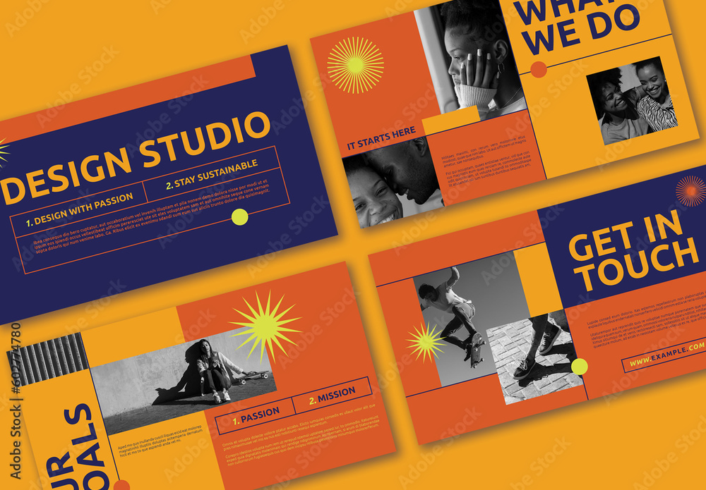 Bright & Retro Interactive Pitch Deck Stock Template | Adobe Stock