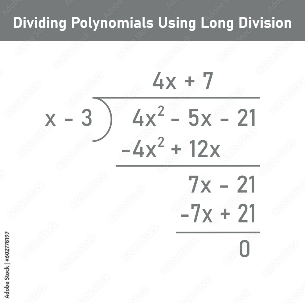 Dividing polynomial expressions in mathematics. Long division of ...