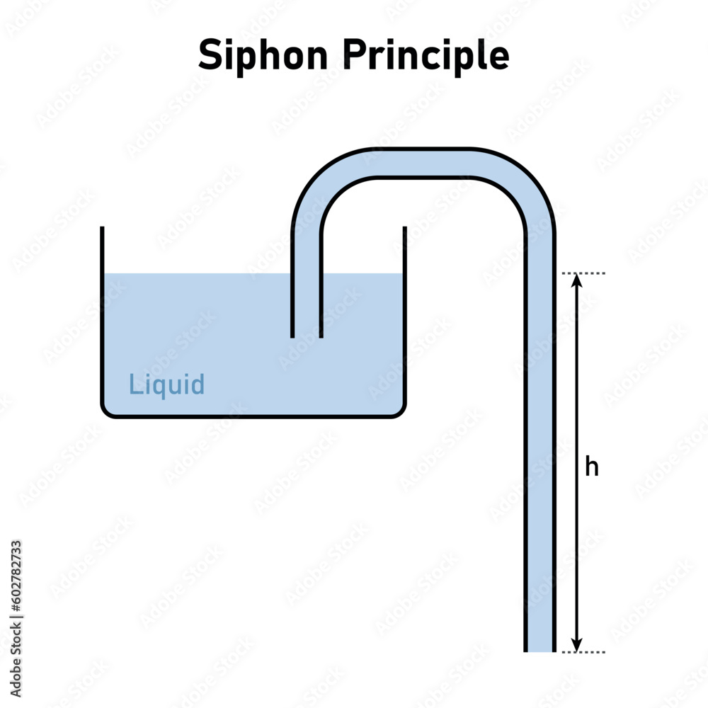 Simple liquid siphon physics principles. Siphon water from lower level ...