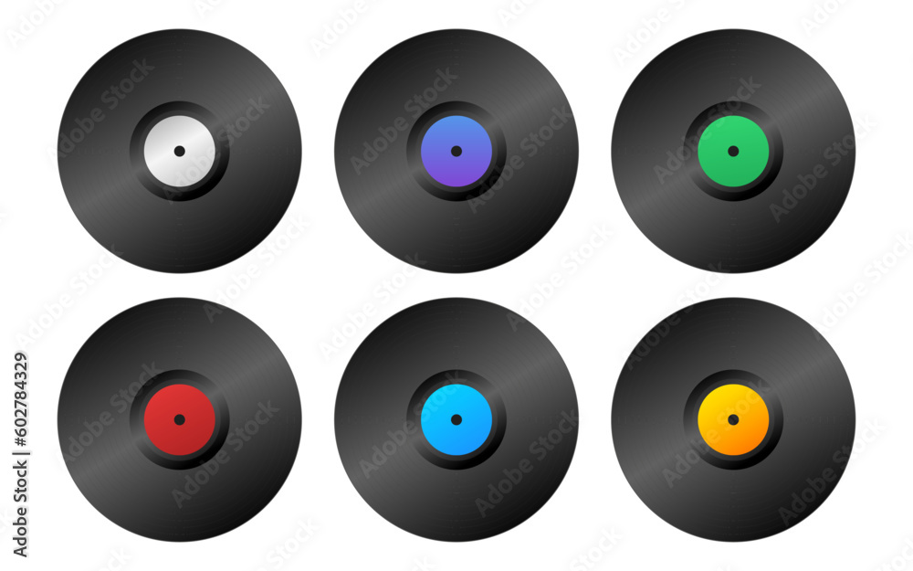 Vector set of vinyl records on an isolated transparent background ...