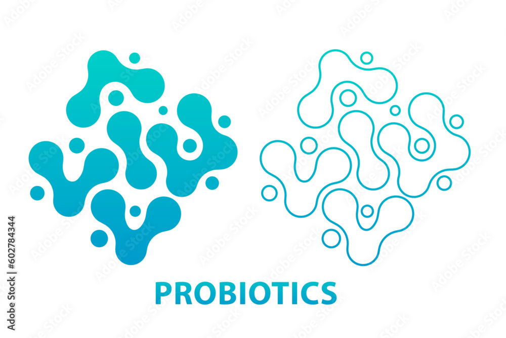 Probiotic bacteria logo design. Healthy food ingredient for therapeutic ...