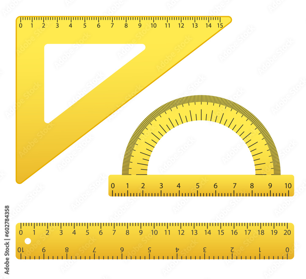 Ruler instruments 20 centimeters with isolated on white. Measuring tool ...