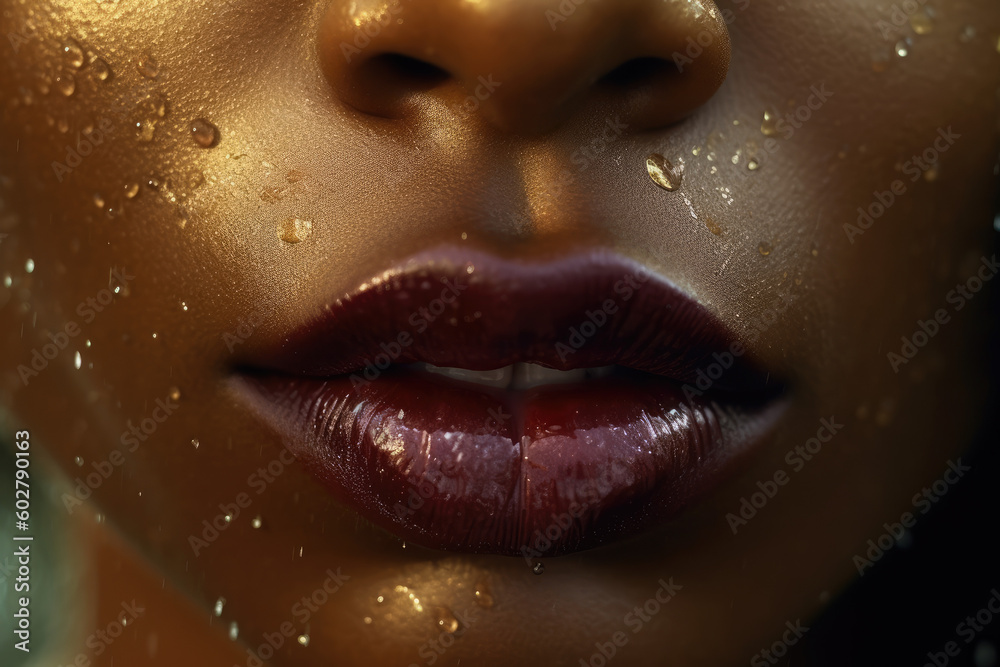 Sensual Black Woman Lips. Hyper-realistic photography capturing the ...
