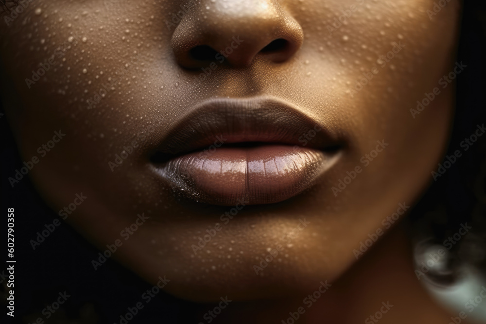 Sensual Black Woman Lips. Hyper-realistic photography capturing the ...
