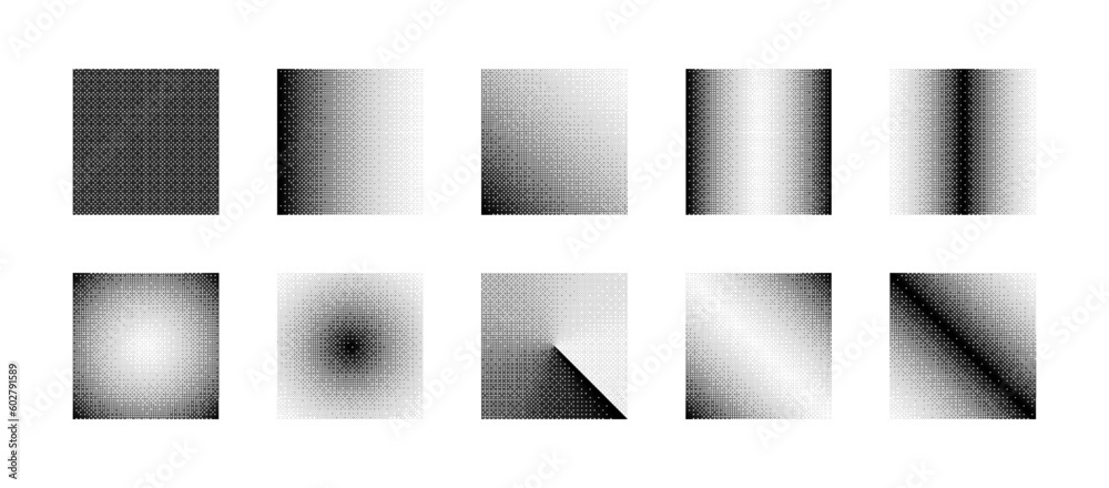 Squares With Various Bitmap Dither Gradient Vector Set Isolated On ...