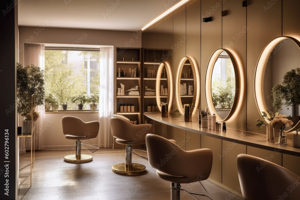 Beauty salon interior. Background with selective focus. AI generated ...