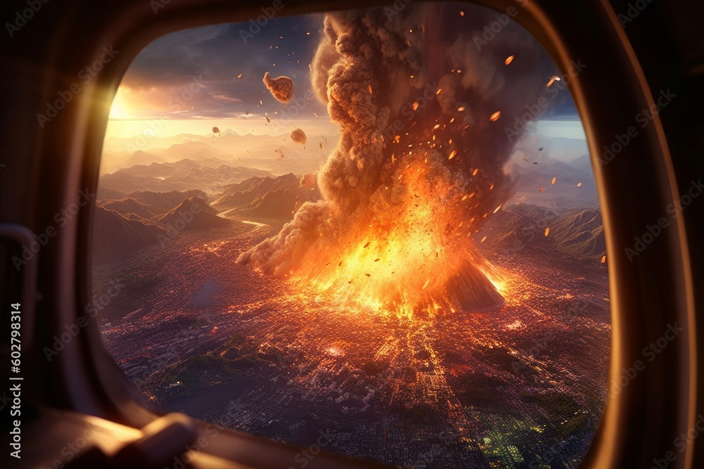 Intense view from a plane showing the devastating impact of a nuclear ...