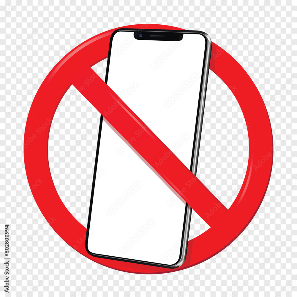 Prohibition sign do not use mobile phone isolated on transparent ...