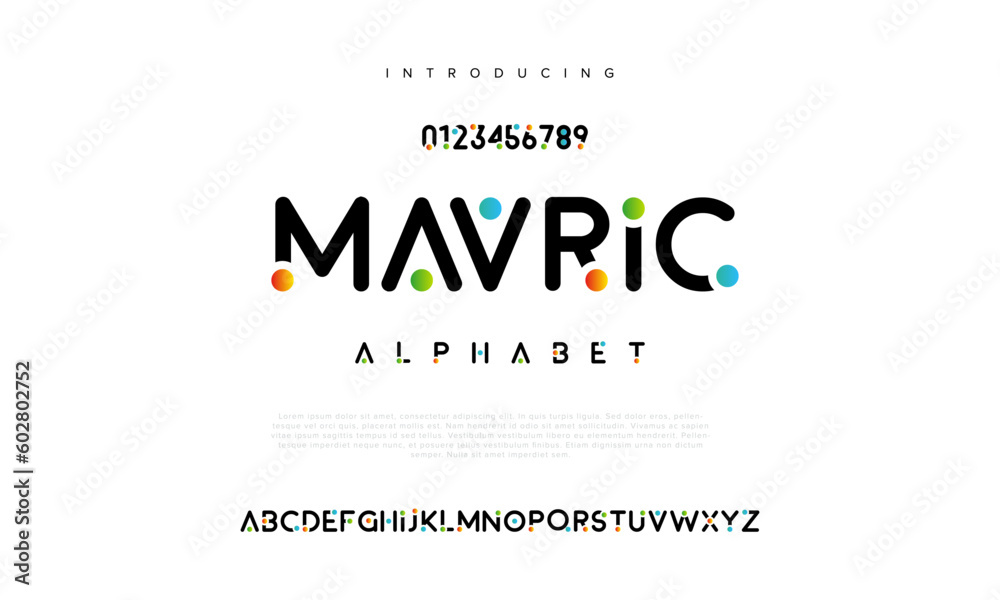Mavric abstract digital technology logo font alphabet. Minimal modern ...