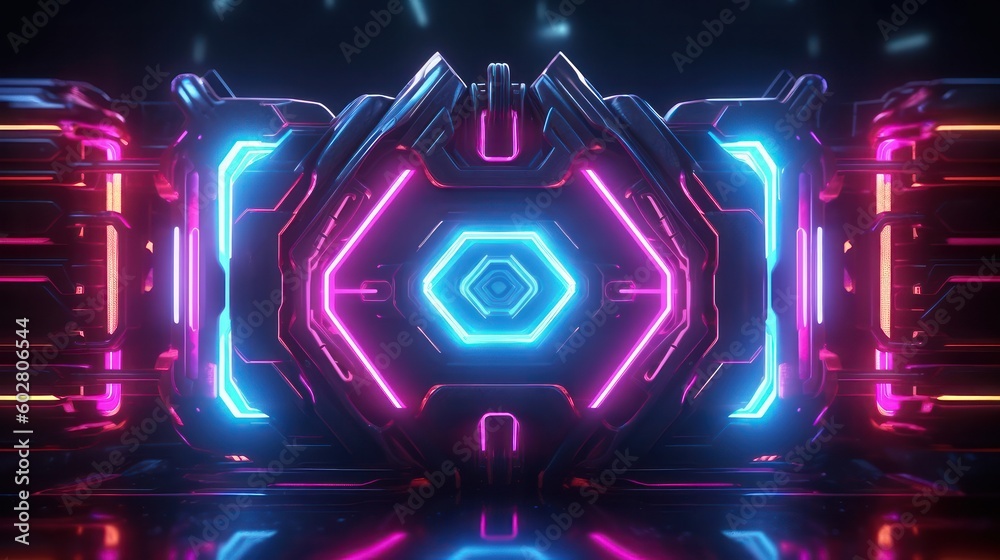 Abstract tech futuristic UI spaceship window display, HUD digital game ...