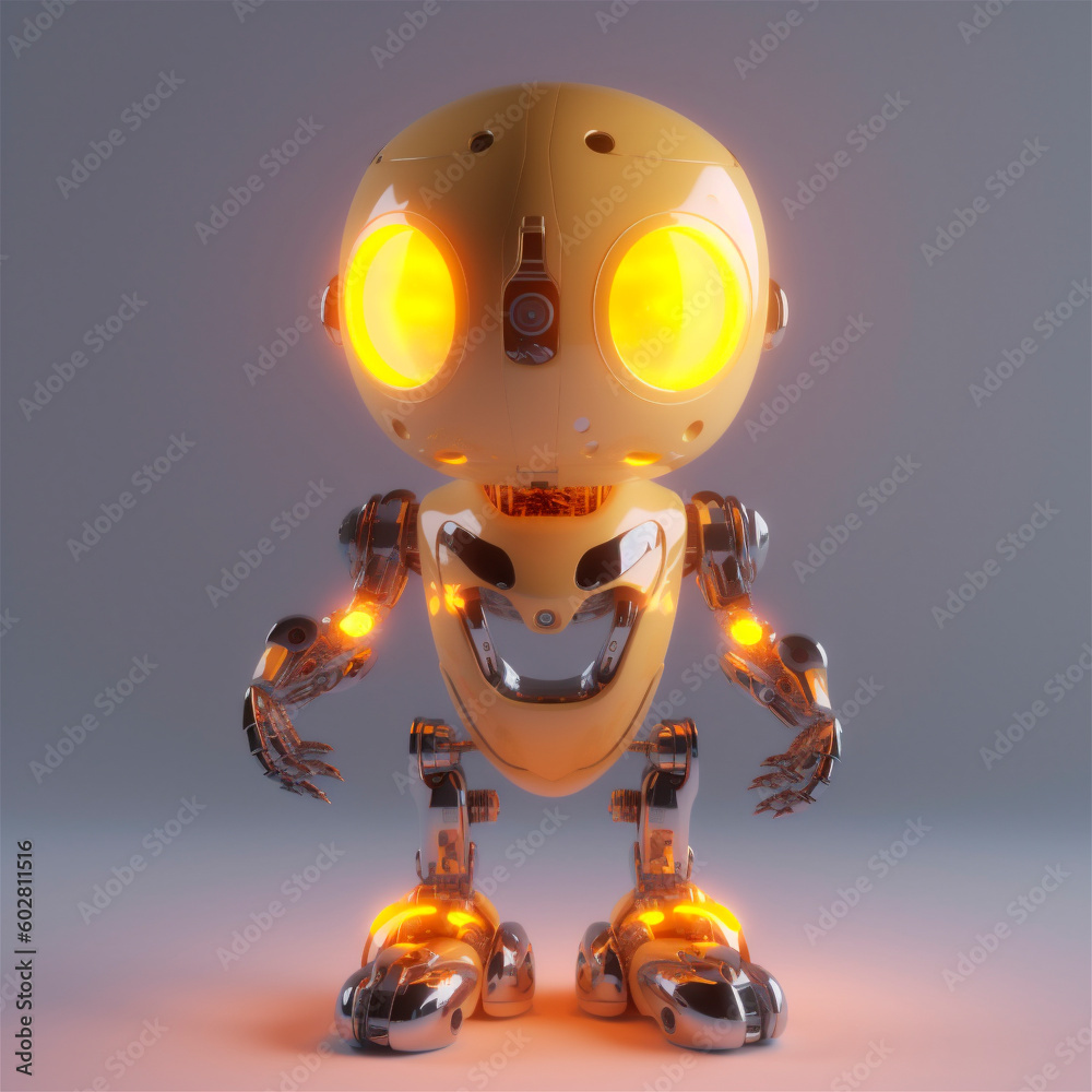 little cute robot funny virtual assistant bot isolated on white ...