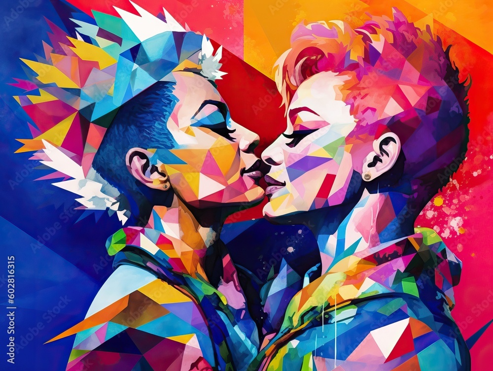 Digital illustration artwork of unity between two girls woman, LGBT ...