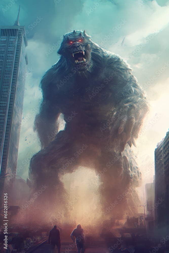 giant beast above city, giant kaiju, creature concept, kaiju, golem ...