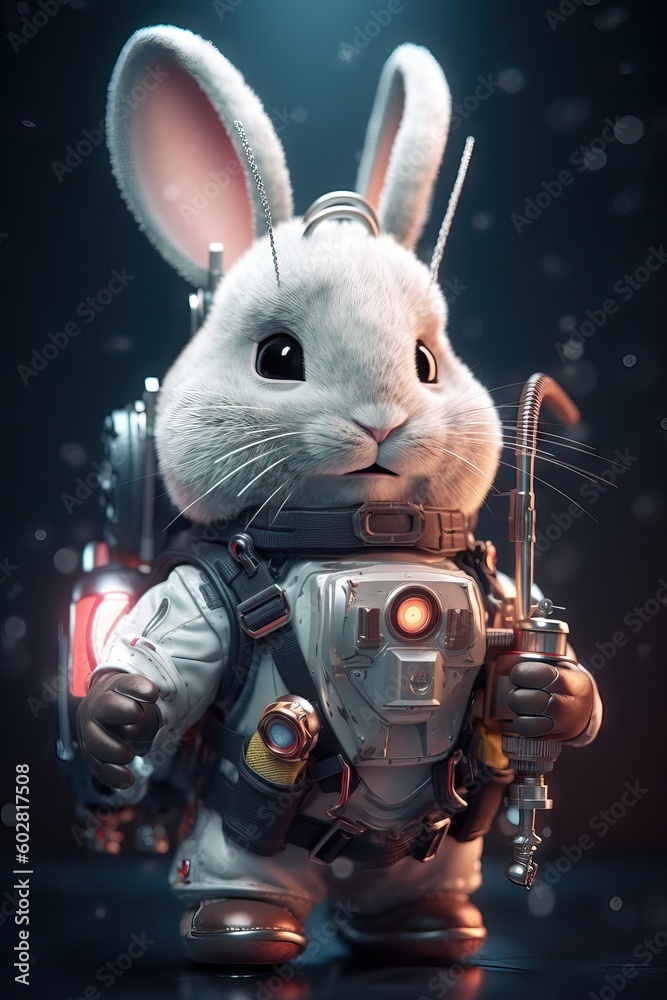 Cute and funny bunny in astronaut suit, cartoon for children, learning ...