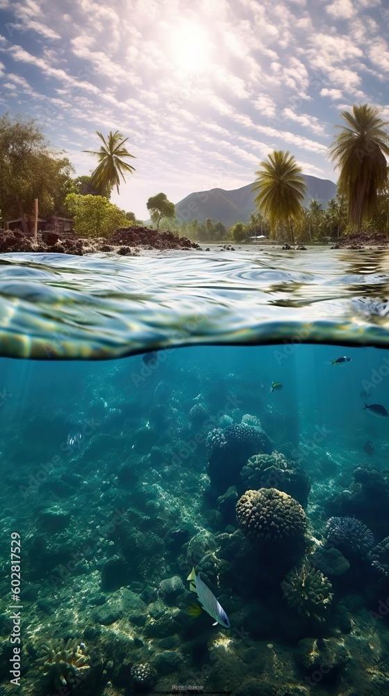 Under the deep water in the fiji ocean - inspired motifs, glassy ...