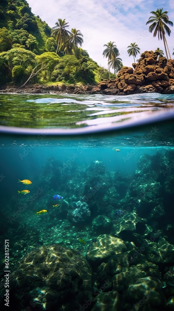 Under the deep water in the fiji ocean - inspired motifs, glassy ...