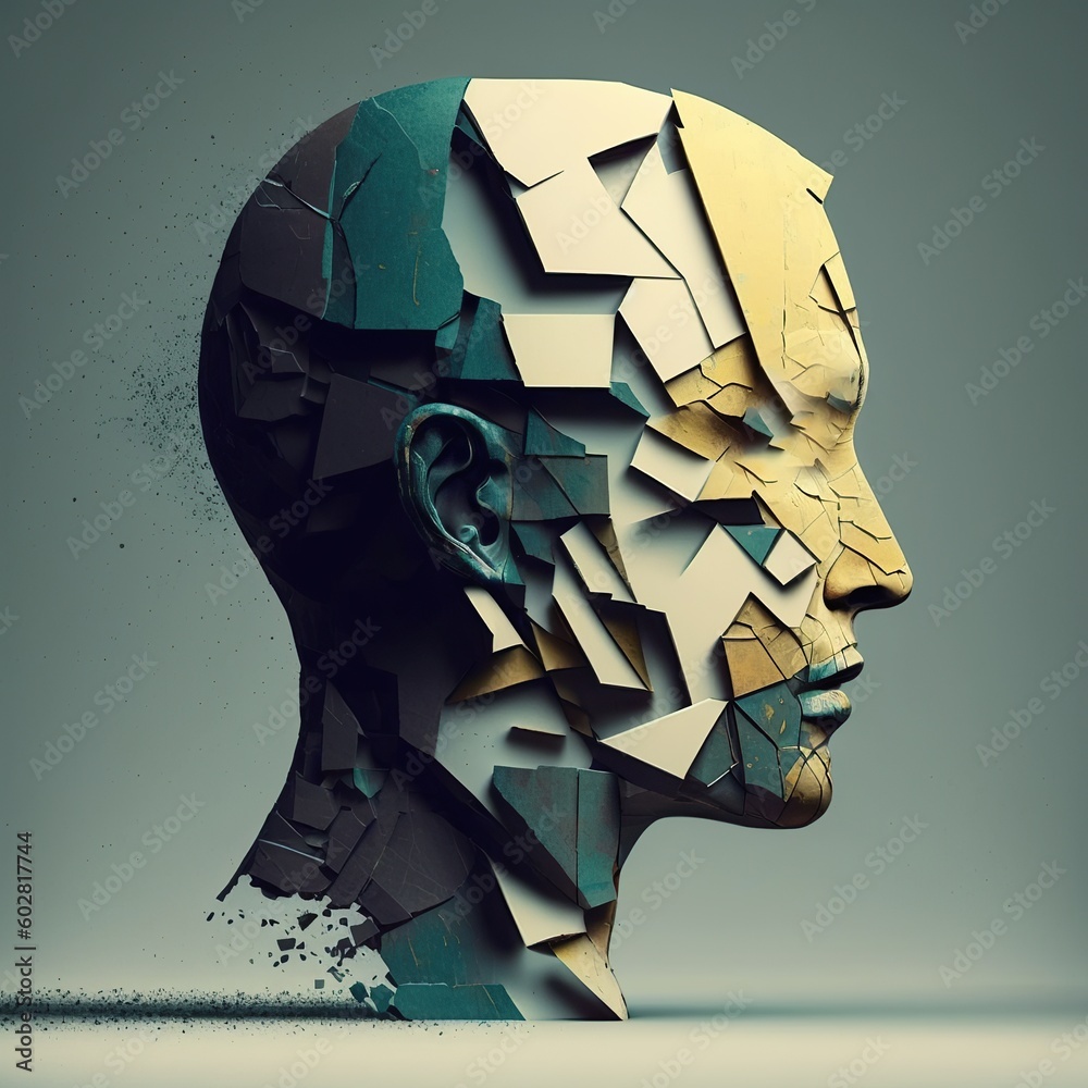 Human brain explosion, cognitive overload, mental health, psychology ...