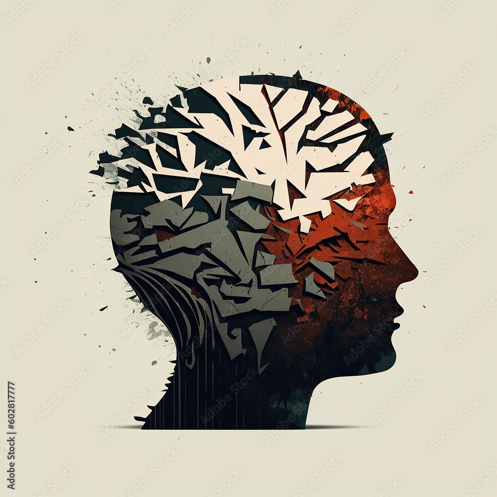 Human brain explosion, cognitive overload, mental health, psychology ...