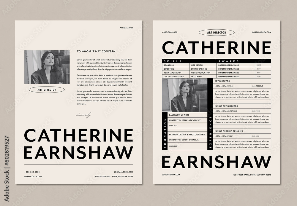 Bold Modern Resume and Cover Letter Templates Stock Template | Adobe Stock