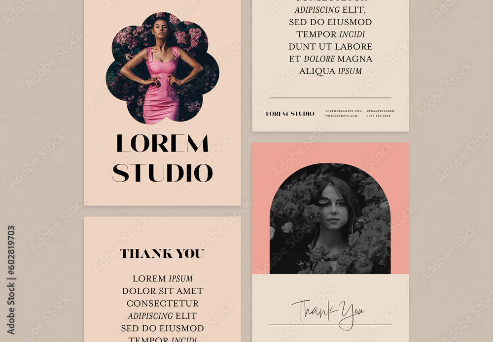 Chic Minimalist Thank You Card Layout Stock Template | Adobe Stock