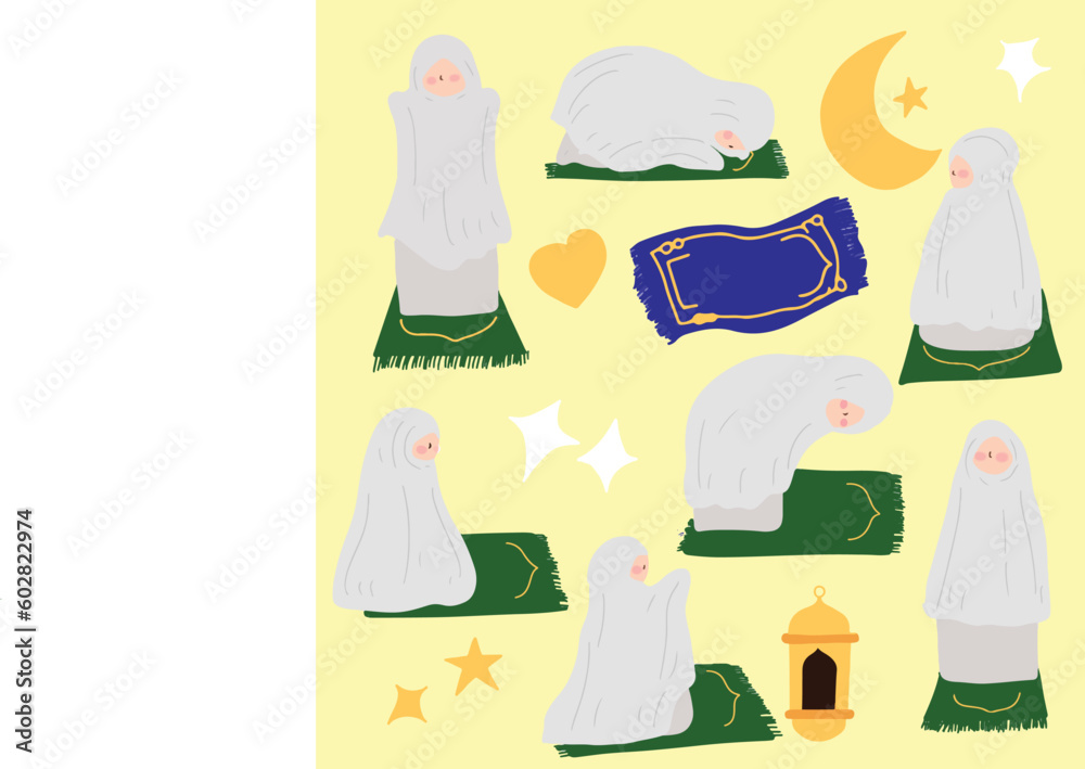 Muslims pray together. ramadan concept illustration. prayer tutorials ...