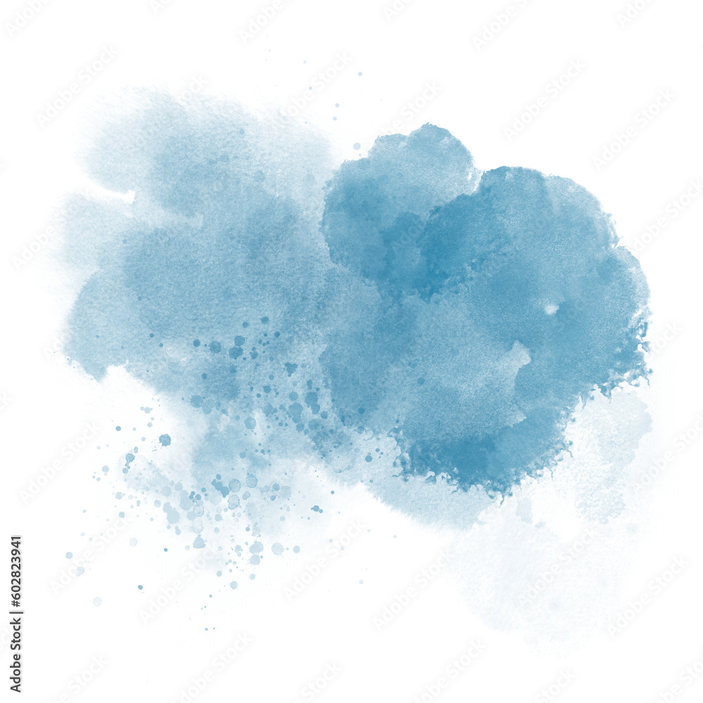Pastel blue watercolor paint brush stroke background for banner or card ...