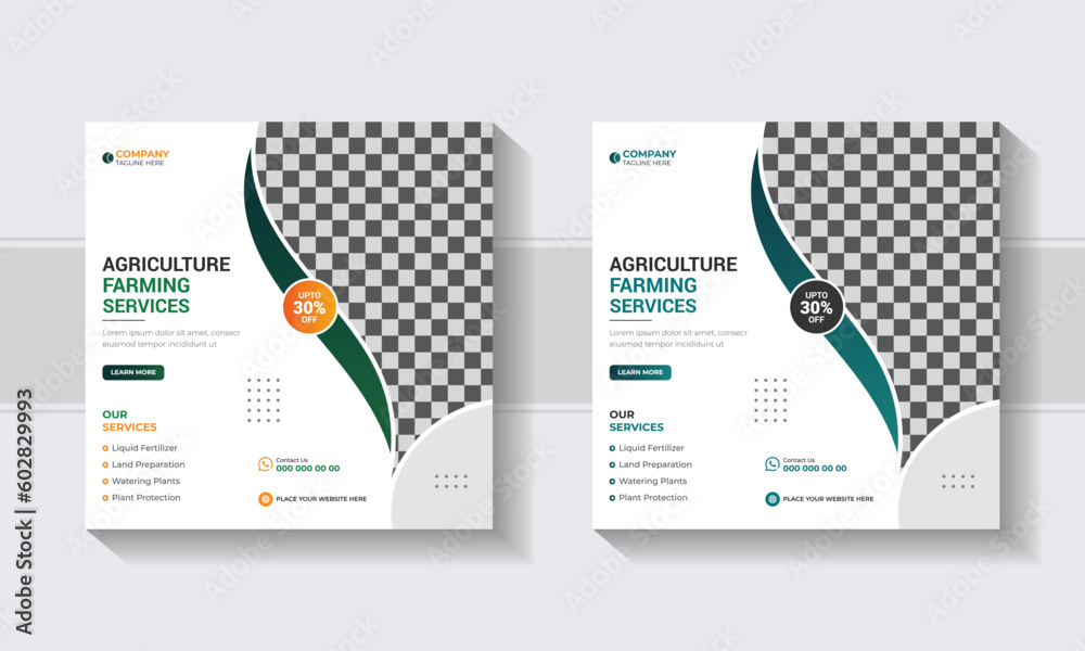 Agricultural and farming services social media banner template design ...