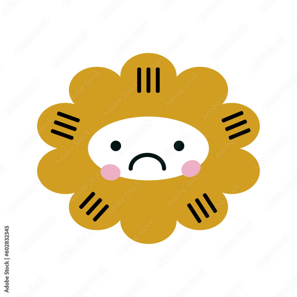 cute sad floral face emoji vector illustration Stock Vector | Adobe Stock
