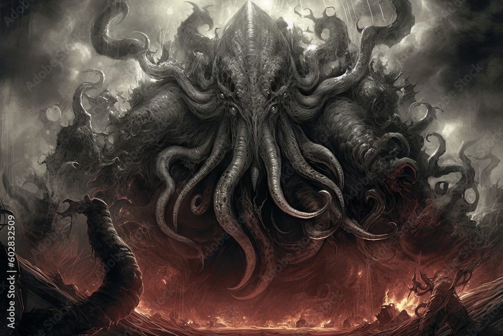 A mysterious and awe-inspiring image of Cthulhu, the cosmic entity ...