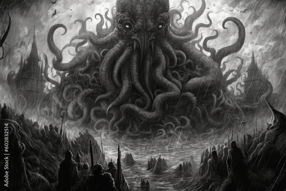 A mysterious and awe-inspiring image of Cthulhu, the cosmic entity ...