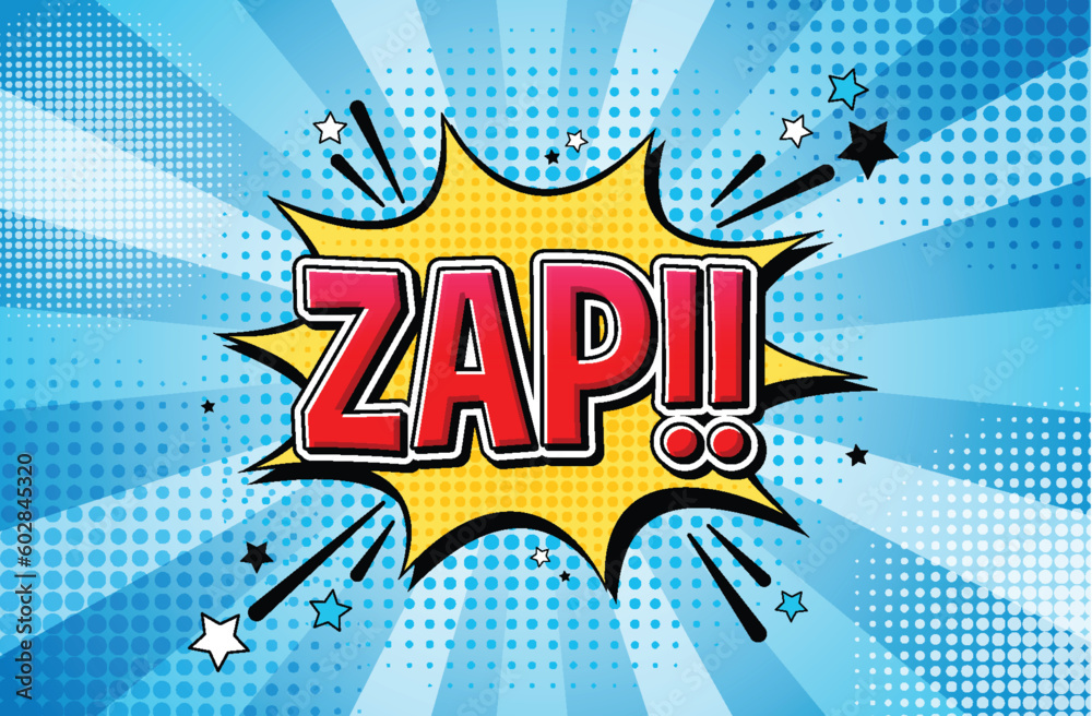 Zap retro comic speech bubble and effect in pop art style Stock Vector ...
