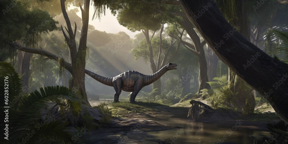 Roaming the Prehistoric Wilds Realistic Illustration of Suchomimus in ...