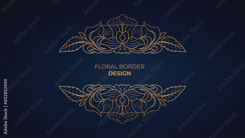 Decorative Floral gold border . Vintage calligraphic corners and ...