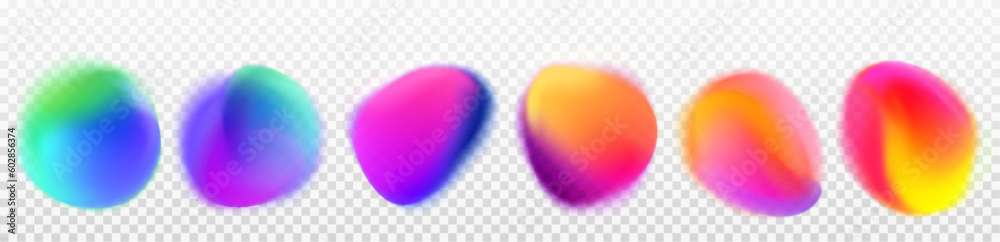 Realistic set of abstract gradient spots isolated on transparent ...
