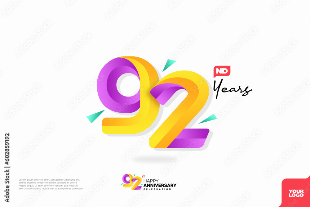 Number 92 logo icon design, 92nd birthday logo number, anniversary 92 ...