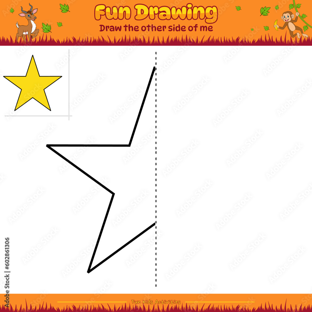 Fun Drawing game. Mirror Drawing cartoon Star. fun activities for kids ...