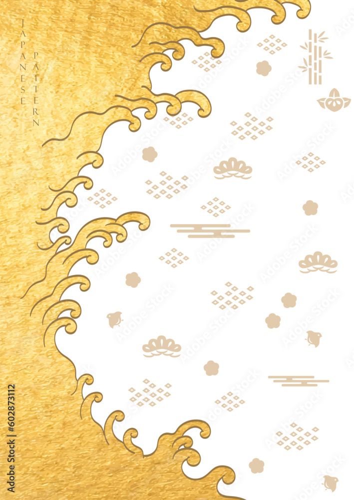 Japanese hand draw wave background icon pattern vector. Asian ...