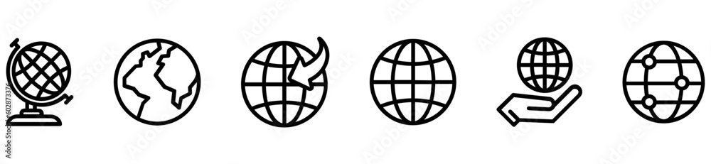 World icons set. World planet earth icon collection. Globes with world ...