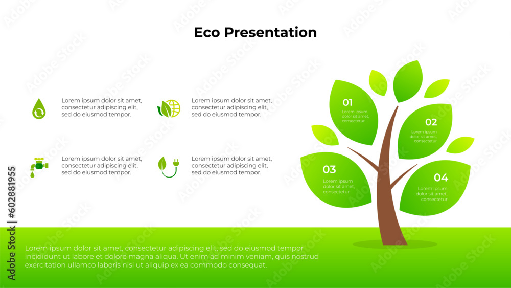 Abstract tree infographic element with leaves. Ecology design template ...