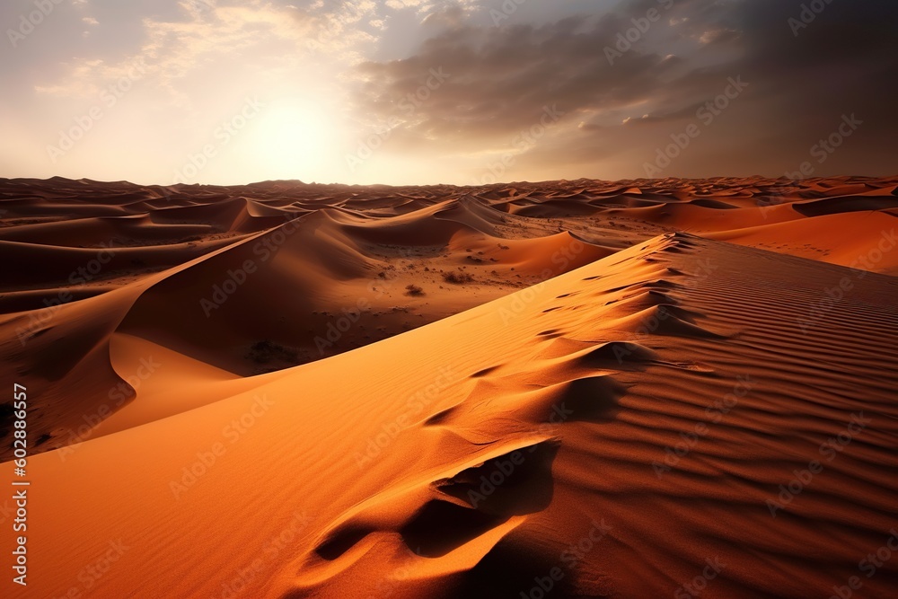 The Sahara desert stretches endlessly, its dramatic landscape ...