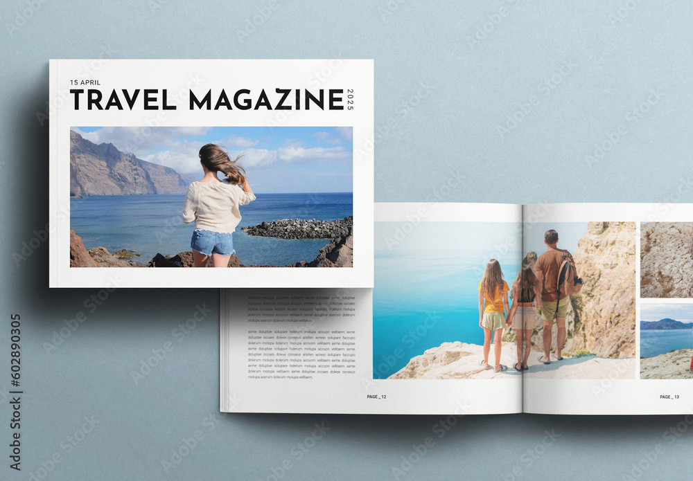 Travel Magazine Template Landscape Stock Template | Adobe Stock