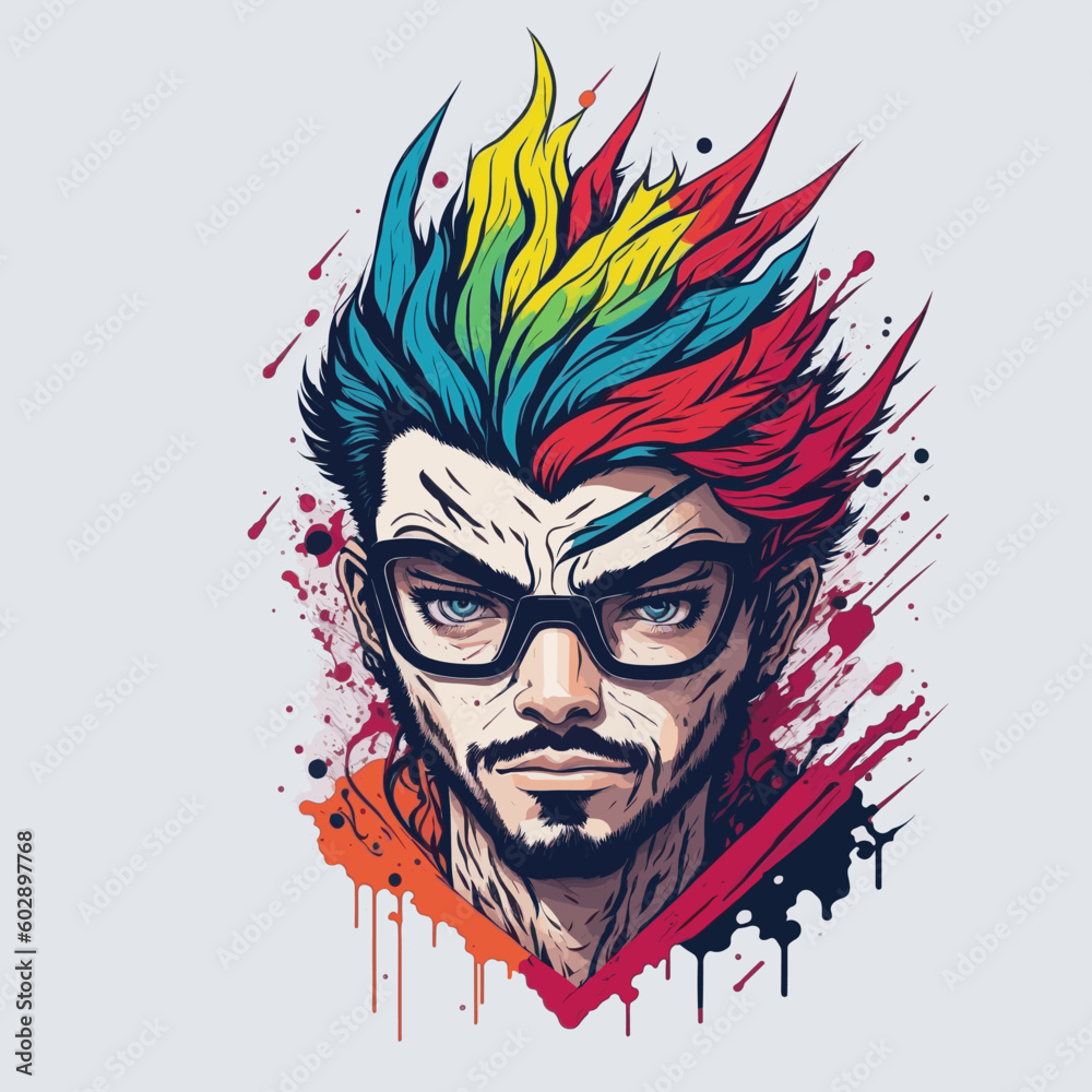 In this gothic-inspired vector illustration, a face filled with intense ...