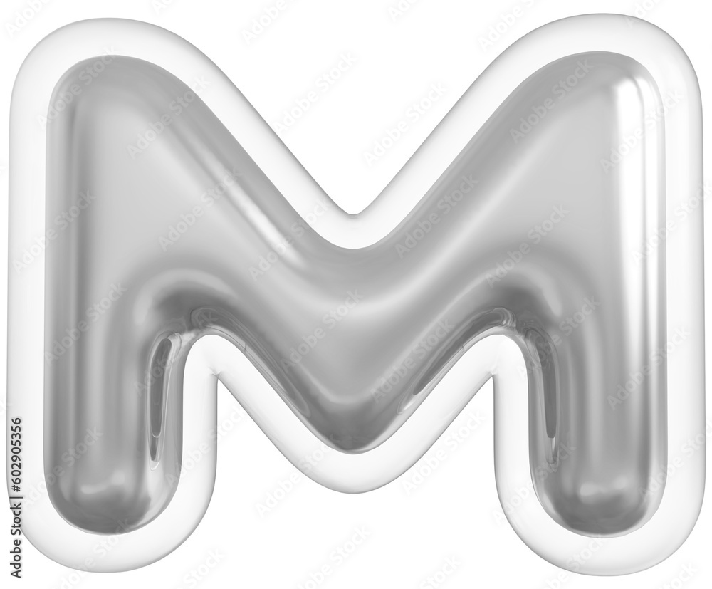 Alphabet Letter M Silver 3d font Stock Illustration | Adobe Stock
