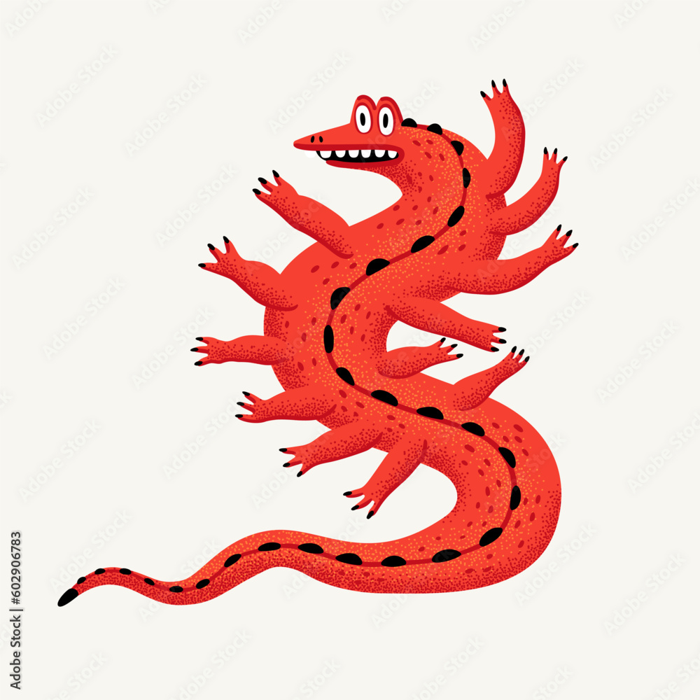 Cute cartoon vector monster. Monster character lizard amphibian with ...
