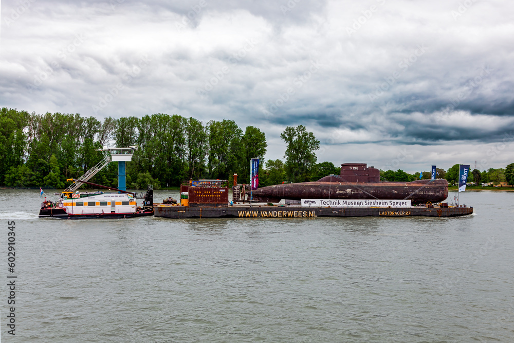 Nierstein, Germany, May 16 2023: TRANSPORT HISTORY. U17 submarine of ...