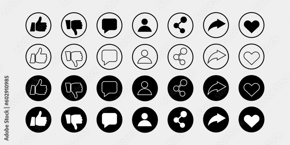 collection of social media reaction icons. vector illustration of ...